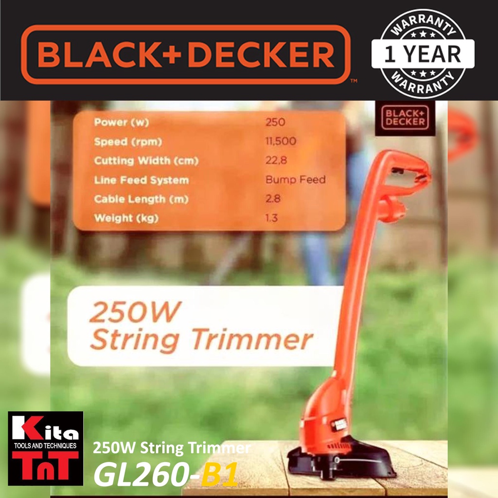 MESIN Black + DECKER - 250W String Trimmer Lawn Mower - GL260-B1 ...