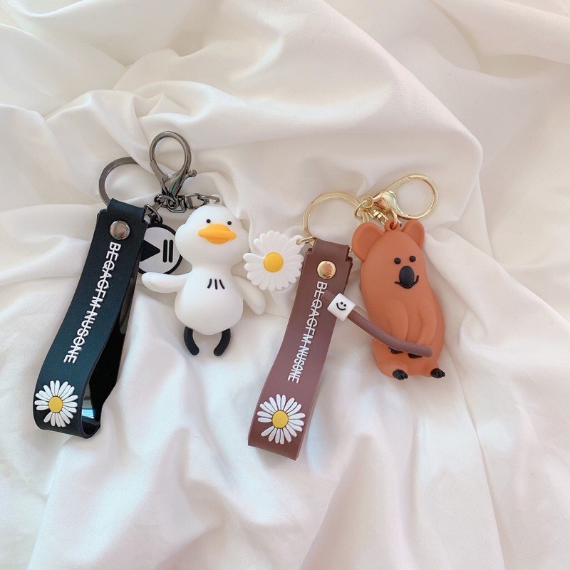 White duck and brown bear cartoon character keychain | Shopee Philippines