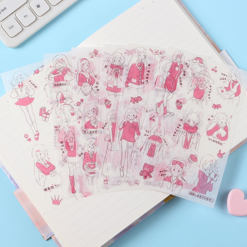 6 Sheets Japanese Cartoon Sticker Set Character Handbook Sticker ...