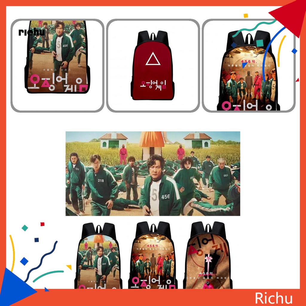 Richu* Nylon Squid Game Backpack Unisex Cosplay School Bag with ...