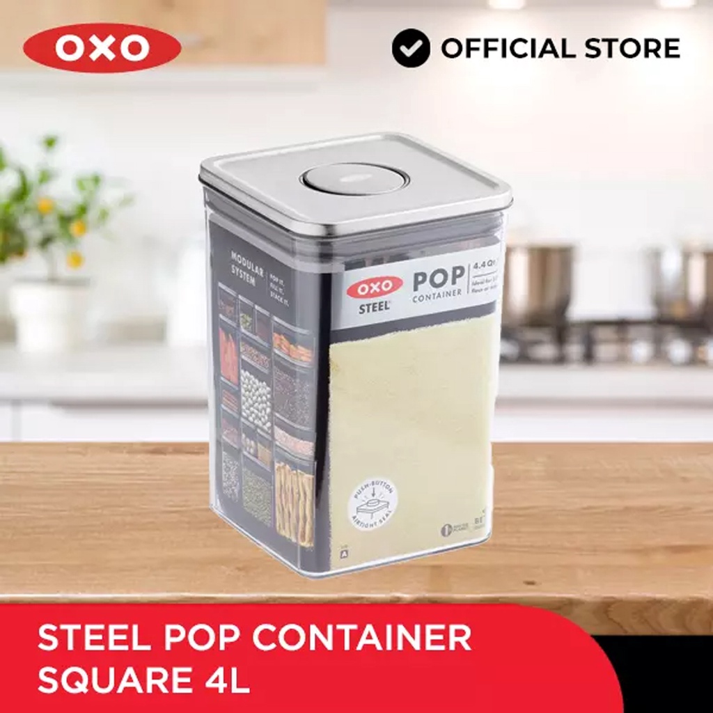 OXO Houseware Steel POP Container Square - 4L | Shopee Philippines