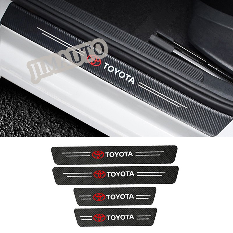 4pcs Toyota Carbon Fiber Leather Threshold Strip Trunk sticker For Wigo ...