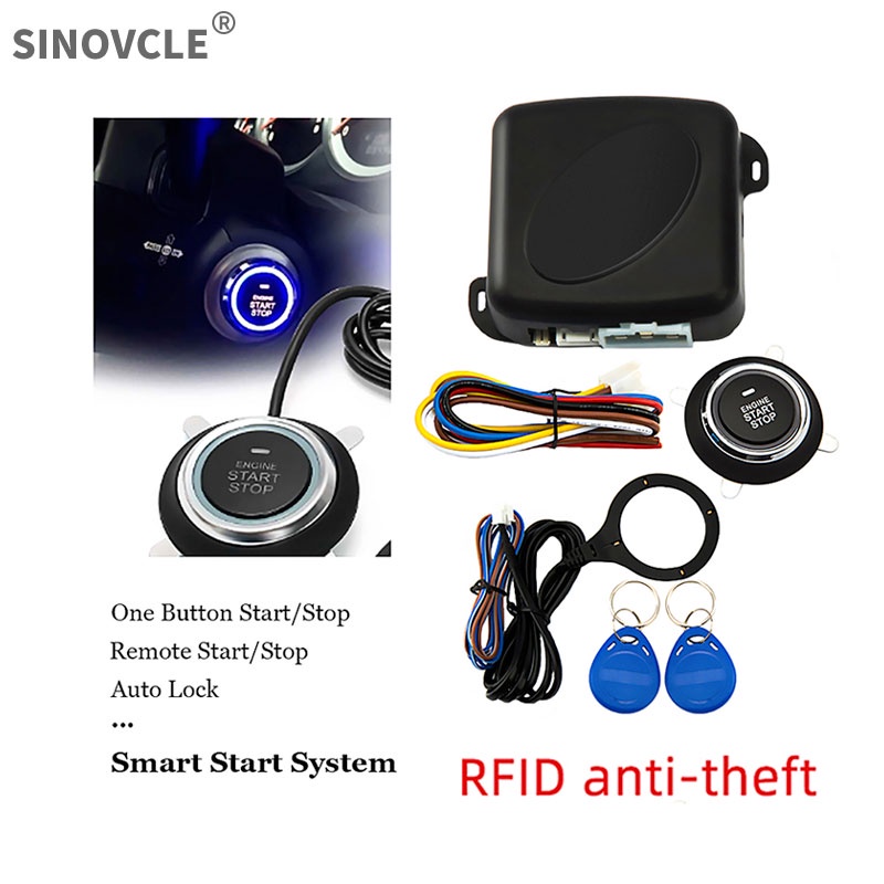 Car Start Stop Button Engine RFID Alarm System Push Button Remote ...