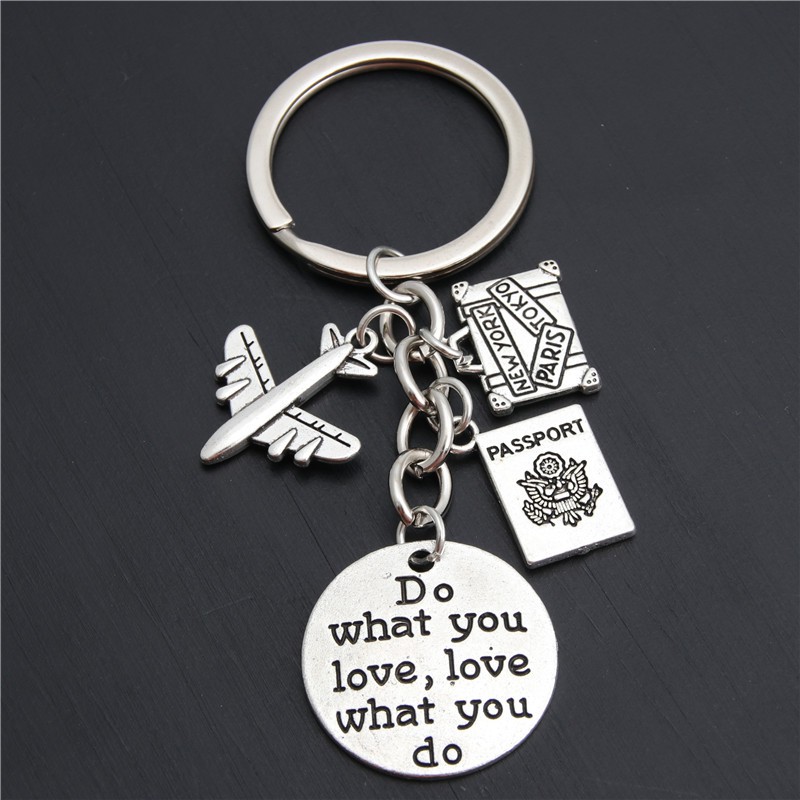 Pilot Aviator Key Chains Airplane Charms Passport Keyring Hoilday Key ...