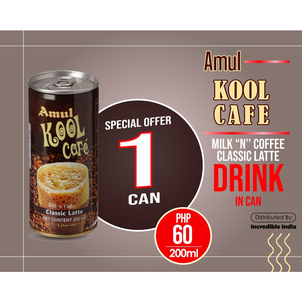 Amul Kool Cafe Drink Multiple Special Offer 1 Can Milk & Coffee Classic Latte Drink in Can 200ml ...