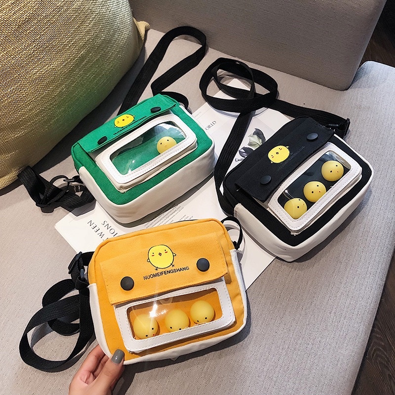 Korean Cute Chick Canvas Sling body bag/ Ulzzang Kstyle Fashion Unisex ...