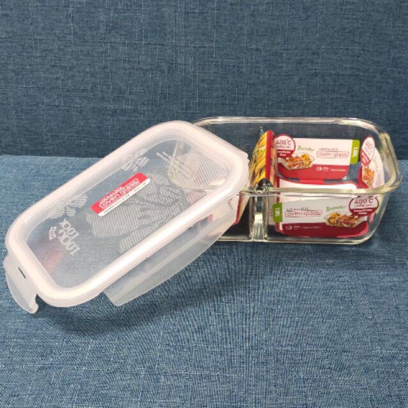 Lock and lock glass box divided into 2 compartments 1000ml | Shopee ...
