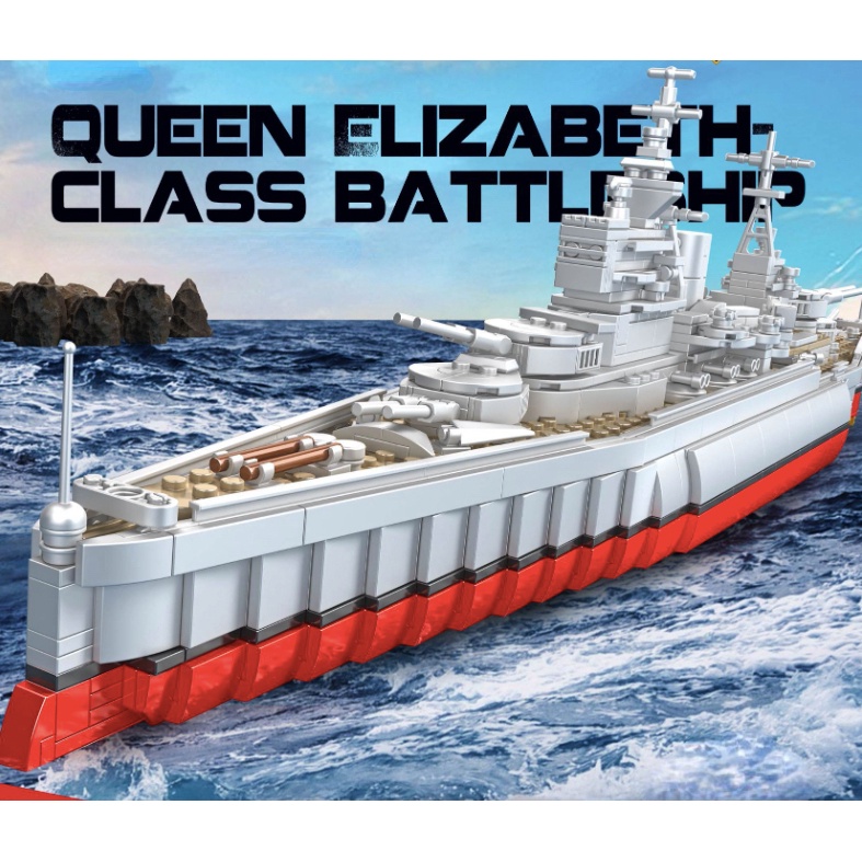 1564PCS MOC WW2 Queen Elizabeth Class Battleship Ship UK Model Toy ...