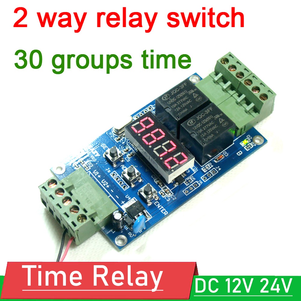 DC 12V 24V Dual Programmable Relay Control Cycle Delay Timer Timing clock Switch Controller ...