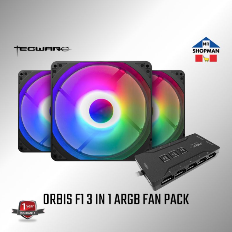 Tecware Orbis F1 3 in 1 Fans / Sync Controller ARGB Hub RF Remote RGB ...
