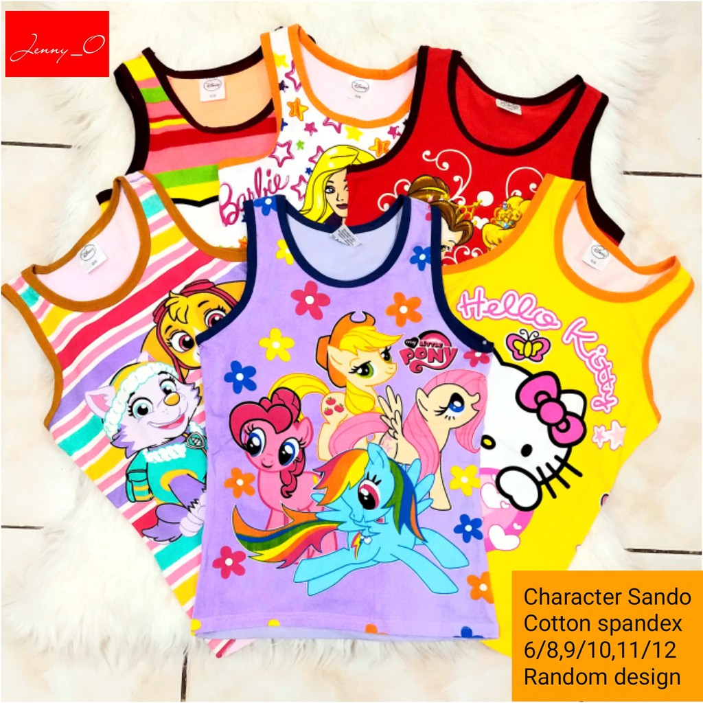 JENNY_O GIRL Sando Random Design Character Sleeveless Cotton Tank Top ...