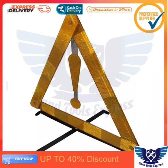 HT0957 YELLOW Car Early Warning Device Triangle Sign w/ Hard Case Road ...