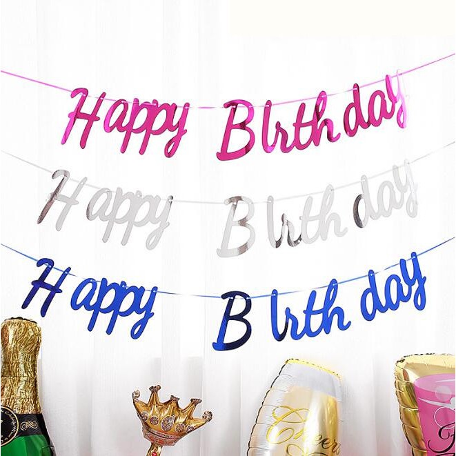 Happy Birthday Lettering Banner Pull Flag Colorful New Colors Birthday ...