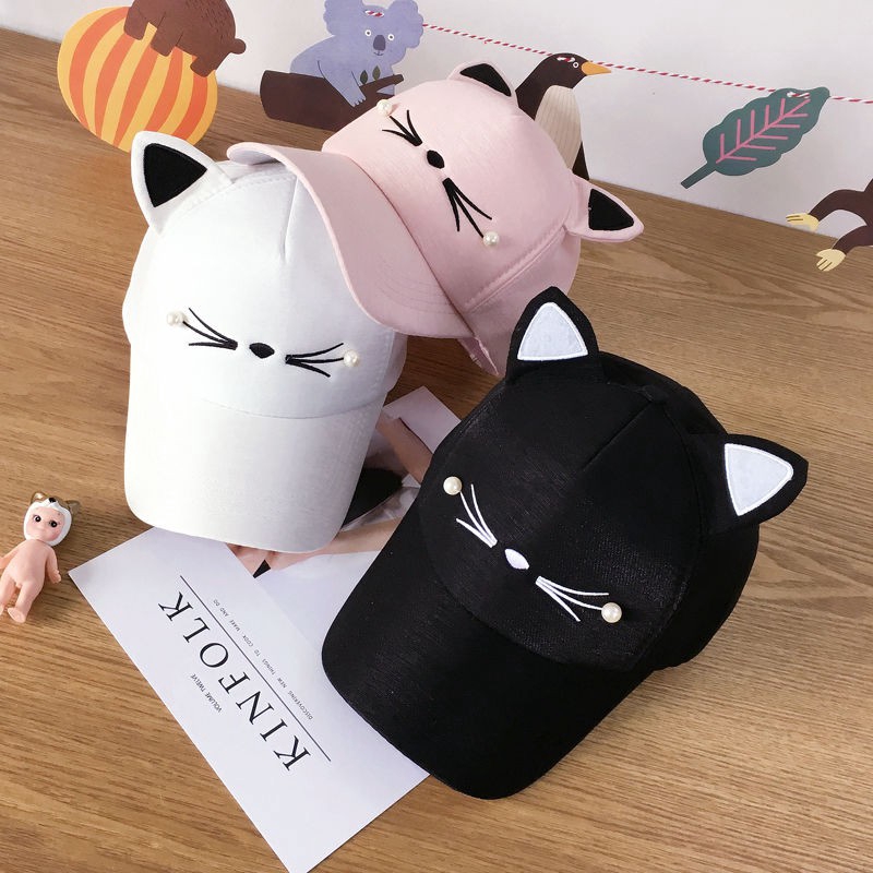 Ksids Caps Cute Peaked Cat Ears Pearl Summer Outdoor Sunscreen Cartoon ...