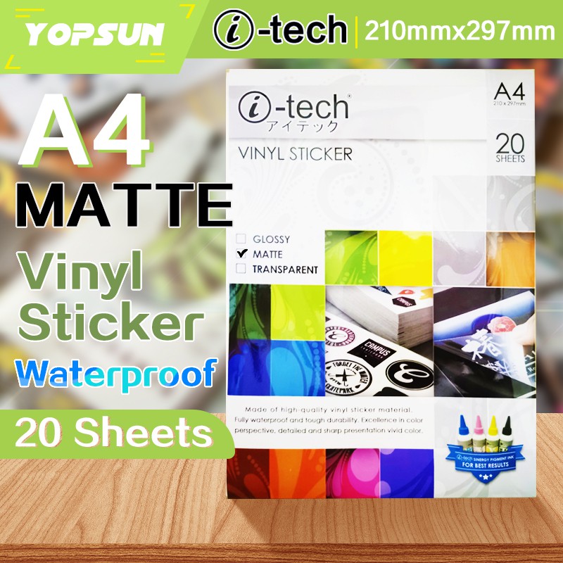 Vinyl Sticker Waterproof A4 Matte | Glossy | Transparent 20Sheets High ...