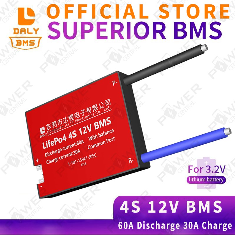 Power Central lifepo4 BMS 12v 24v 36v 48v 30a 60a 100a 4s 8s 12s 16s 3.2v Manufactured by Daly ...