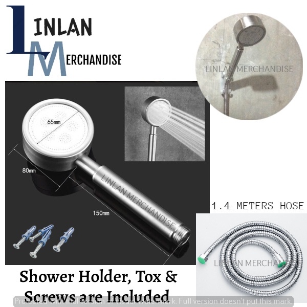 1 SET Stainless Round Shaped Rain Shower Head & Hose Set (8828 ...