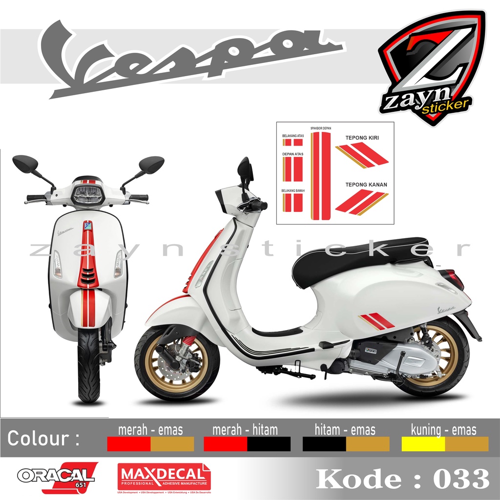 Sticker LIST CUTTING STICKER STRIPING VESPA MODEL RACING SIXTIES 033 ...