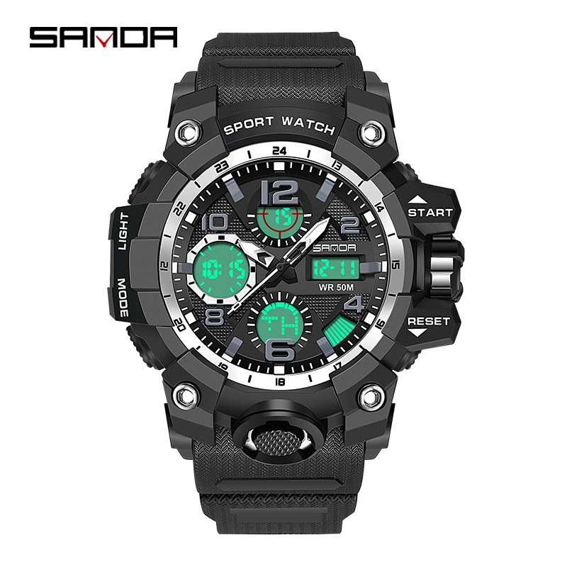 【Sanda Official】Men Watch Sports Waterproof Watch Digital Quartz Super ...
