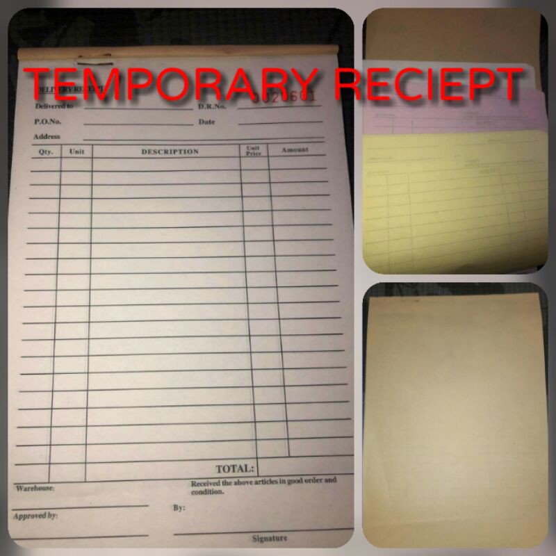 TEMPORARY RECIEPT PAD 60 sheets | Shopee Philippines