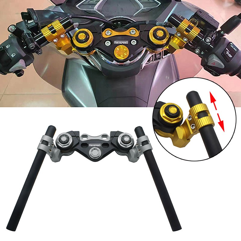 SEMSPEED Logo Motorcycle CNC 7/8 22mm Handlebar Handle Bar Fork Tube Clip On For Yamaha NMAX 125 ...