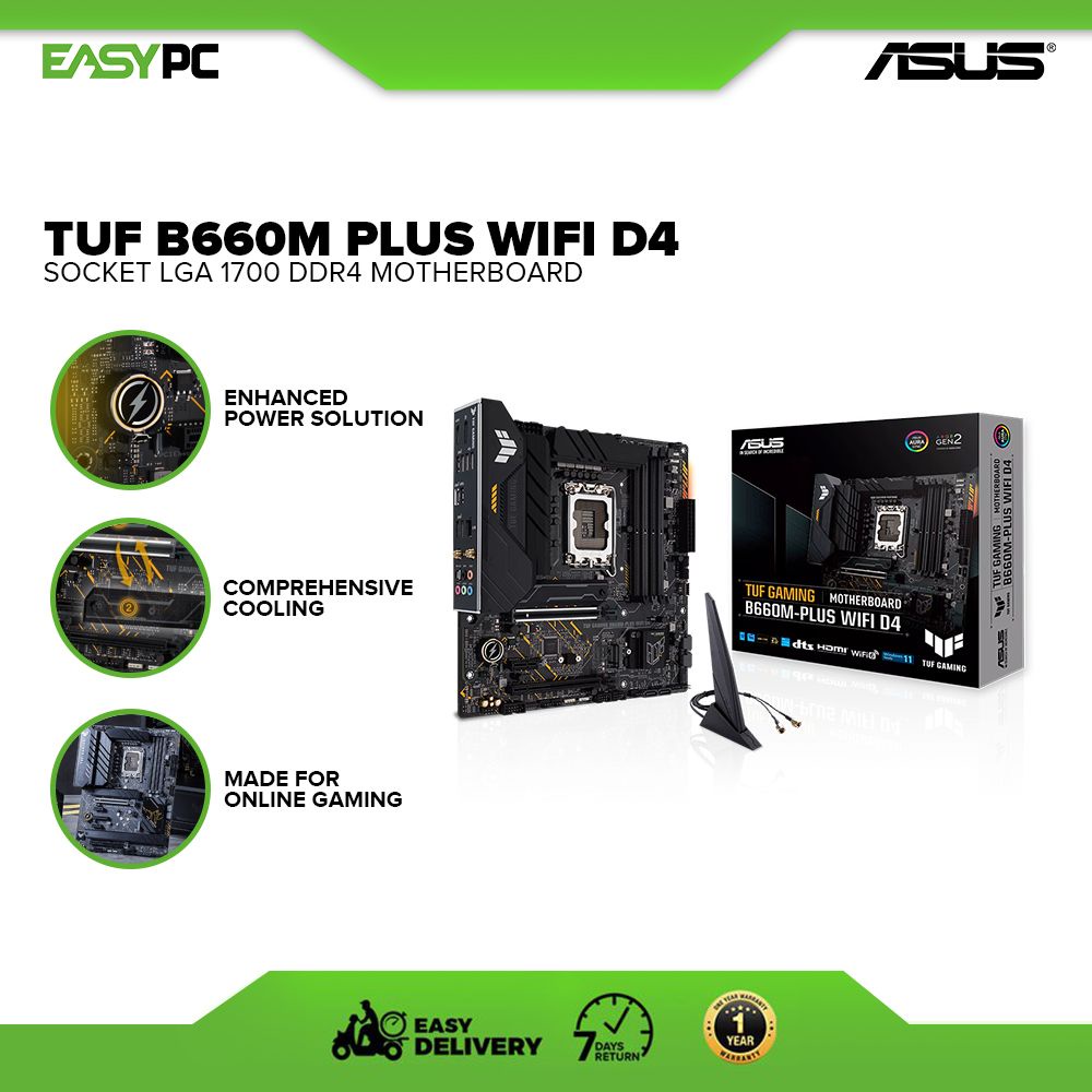 Asus TUF B660M Plus WiFi D4 Socket LGA 1700 Enhanced power solution ...