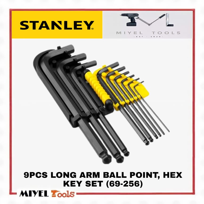 STANLEY Hex Key Set - Long Arm, Ball Point 9 Pieces (69-256) (Original ...