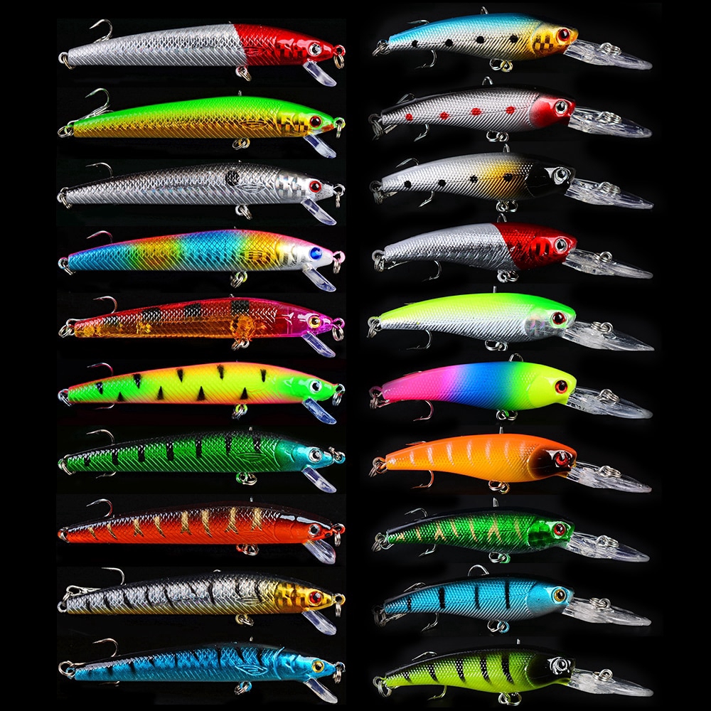Proberos Fishing Lure Set Artificial Fish Bait Minnow Popper Crankbait ...