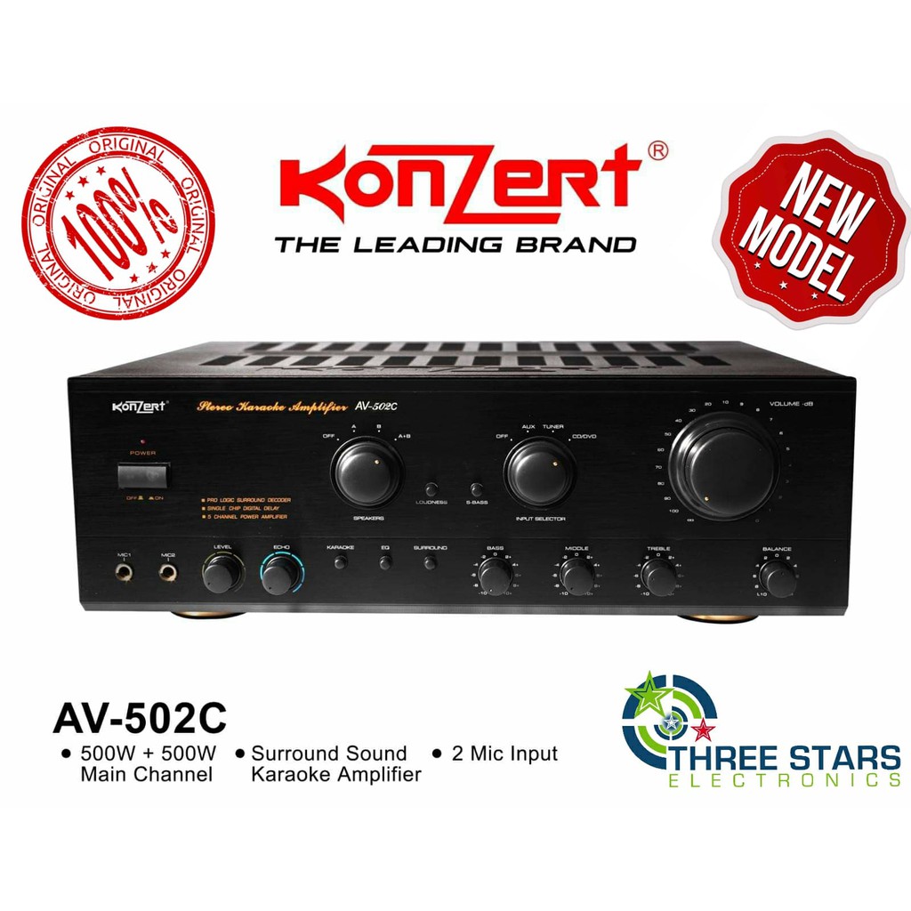 Konzert AV-502C 500W x 2 Karaoke Amplfier with AB Speaker | Shopee Philippines