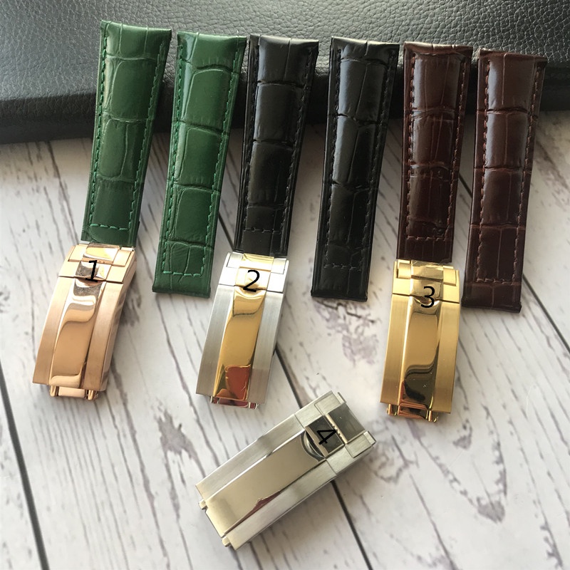 Luxury 20mm Black Green Brown Genuine Leather Watchband Watch belt For ...