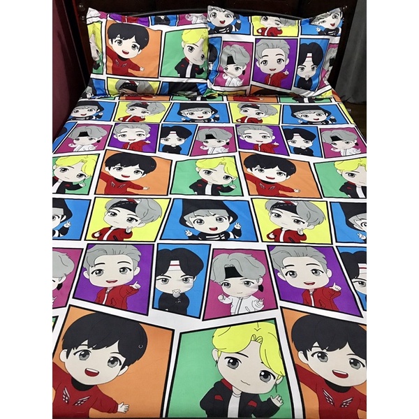 BEDSHEET (3in1) PREMIUM CANADIAN COTTON (BTS Design) | Shopee Philippines