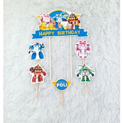 Cake topper/topper banner/topper ROBOCAR POLY/cake topper ROBOCAR POLY ...