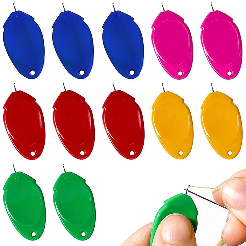 20 Pcs Color Oval Threader Plastic Thread Loop DIY Threader Hand Sewing ...