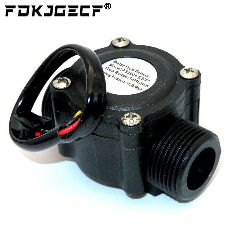 1-60L/Min DC 5-24V Hall Effect Water Flow Sensor Counter Meter FS300A ...