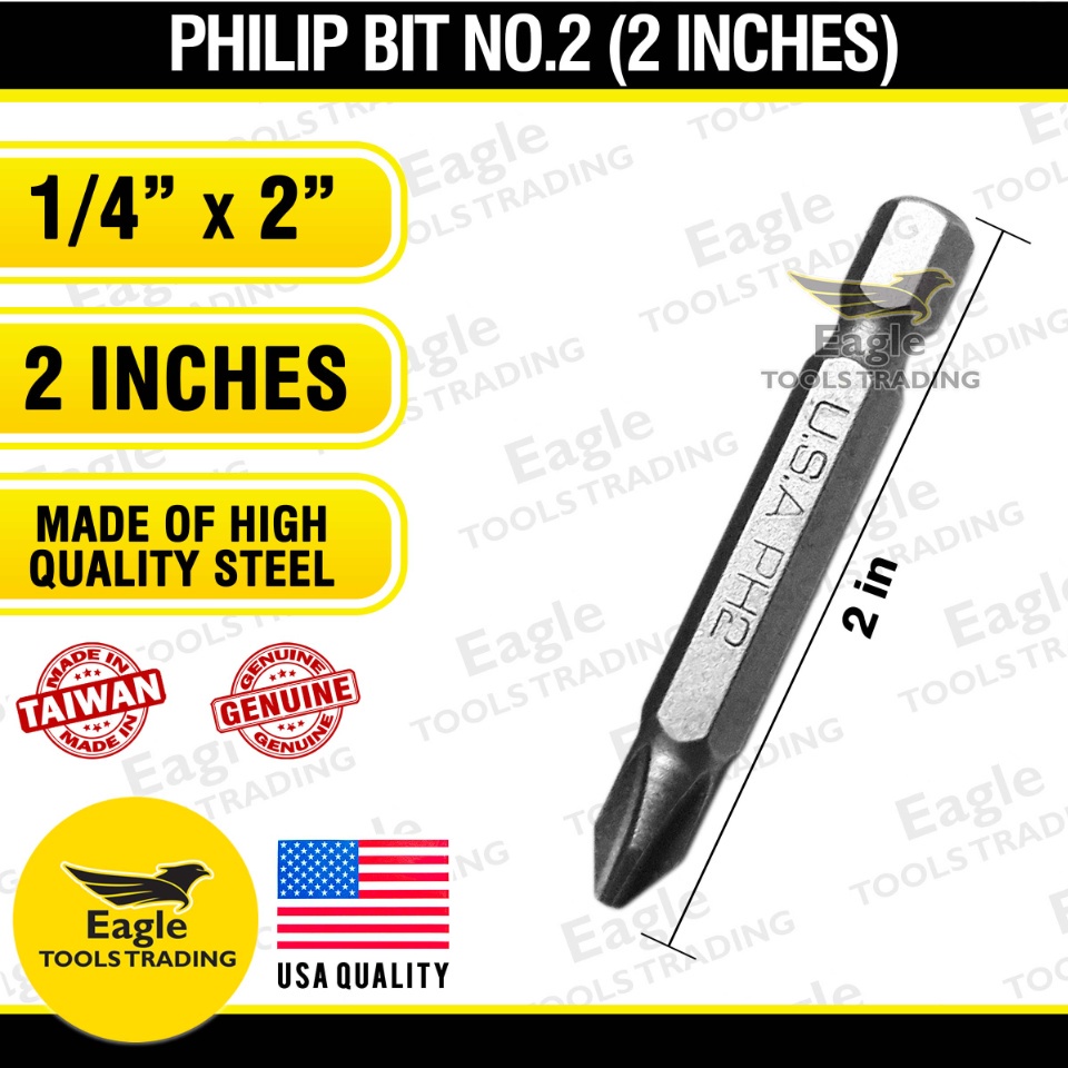 Philips Bit 1/4 inch x 2 inch 2" length Phillips Bit PB-2 | Shopee ...