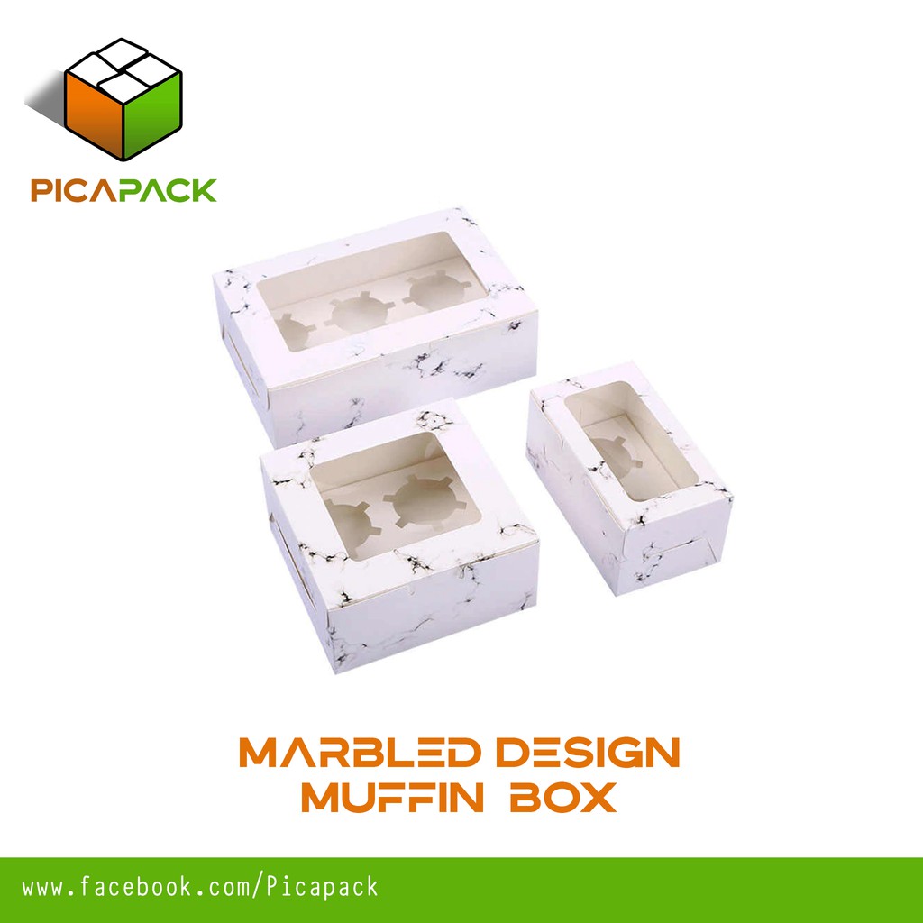 1pc Marbled Cupcake without Handle, Muffin Box, Pastry Box (2, 4 ...