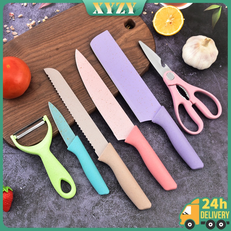 6pcs Kitchen Knife Macaron Color Straw Knife Bread Household Knife for ...