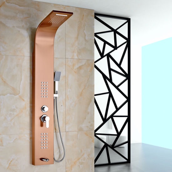 Gold Shower Panel Column tower 304 Stainless Steel Waterfall Spa Jets ...