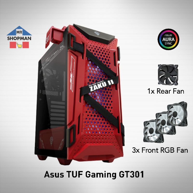 ASUS TUF Gaming GT301 Black / Zaku II Edition Desktop Computer PC Case ...