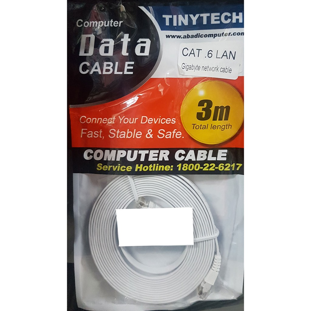 TINYTECH CAT6 LAN FLAT CABLE 3 METER | Shopee Philippines