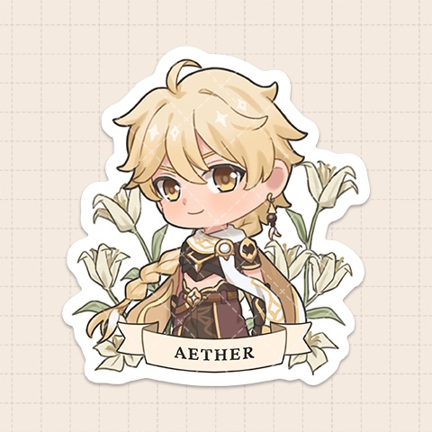 Genshin Impact Matte / Glitter Vinyl Stickers [vol.0 Aether & Lumine ...