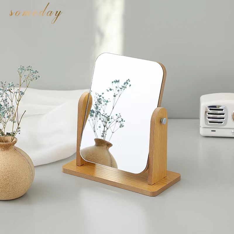 Someday Small Wooden Mirror 360 Degree Portable Adjustable Table Desk ...