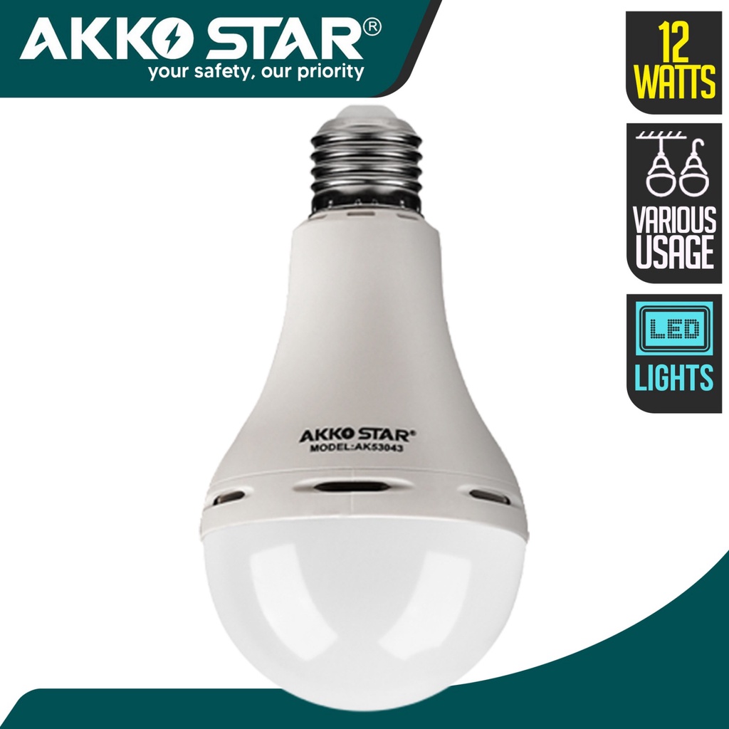 AKKO STAR Rechargeable LED BULB No Hook Included (12Watts, 2000mAH) Replaceable Battery | Shopee ...