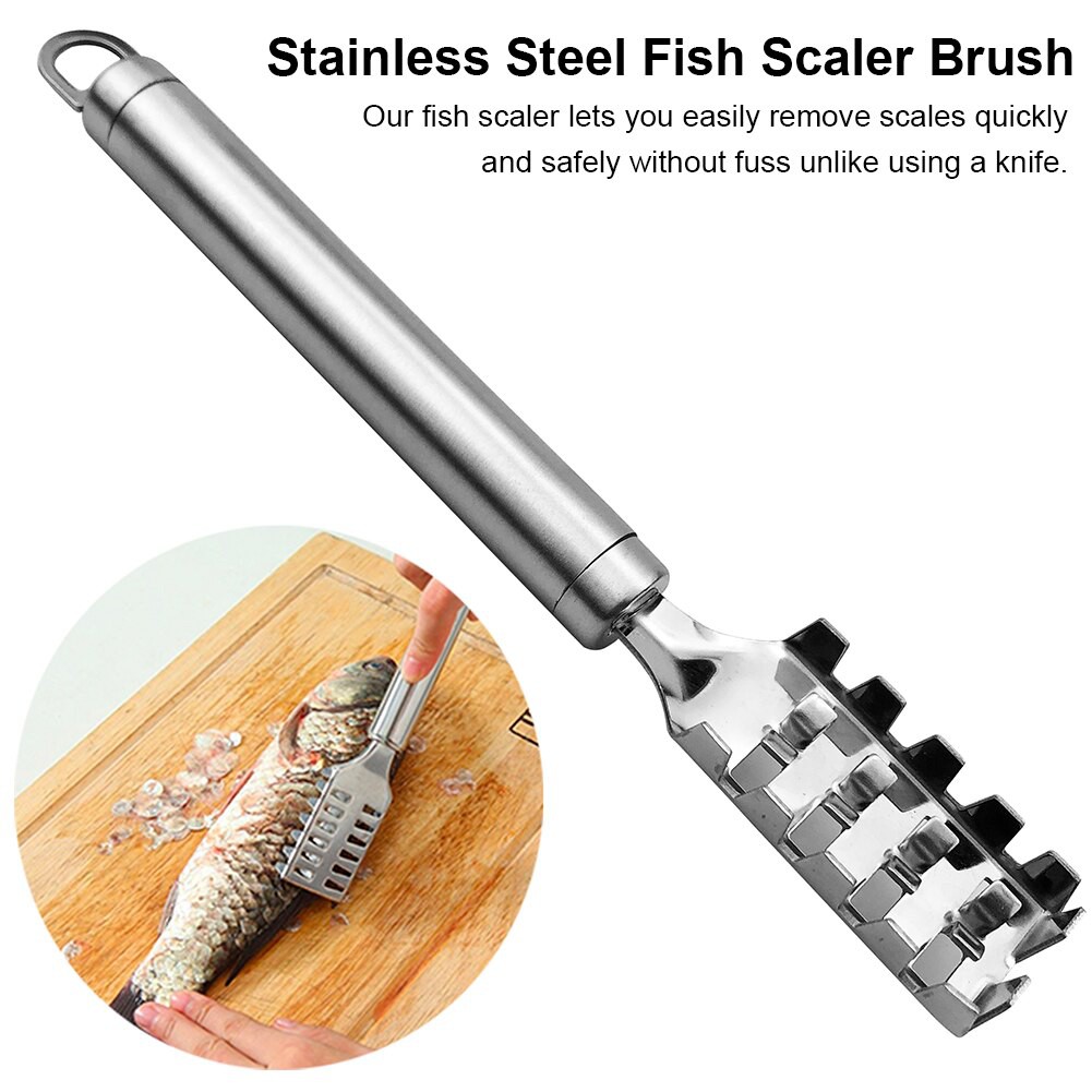 Fish Scale Scraper Brush, Stainless Steel Fish Scaler Scales Skin Remover, Knife Removing Peeler ...
