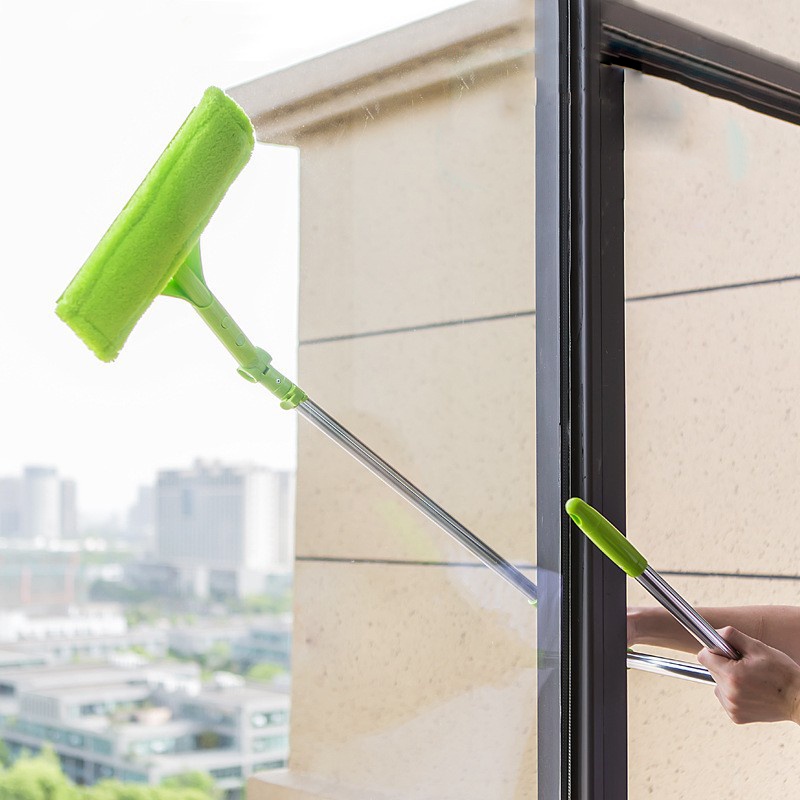 Double-sided Long Handle Retractable Rotating Glass Cleaner U-shaped ...