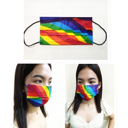 Rainbow Mask Quality 3 Ply Disposable Face Mask 50 PIECES with box ...