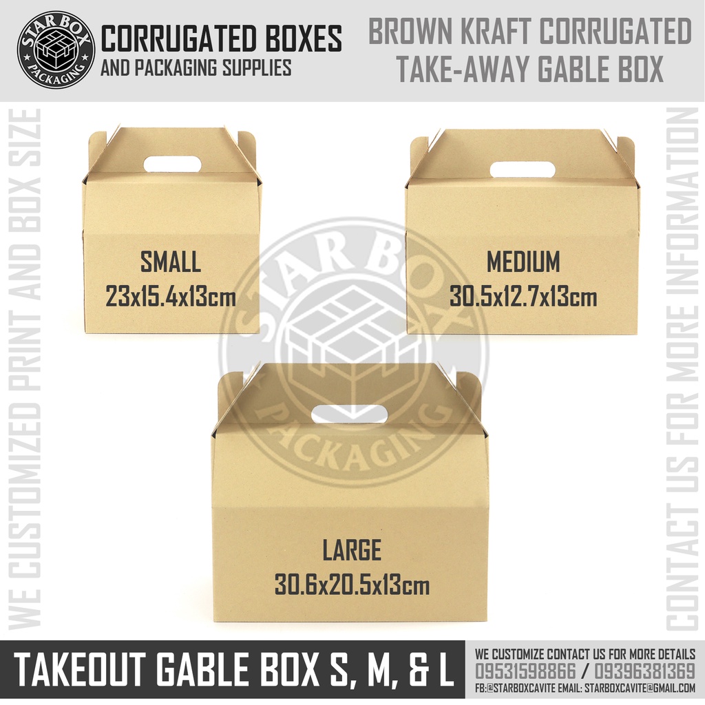 Starbox Corrugated Gable Box Take Away Box Take Out Box Lechon Box ...