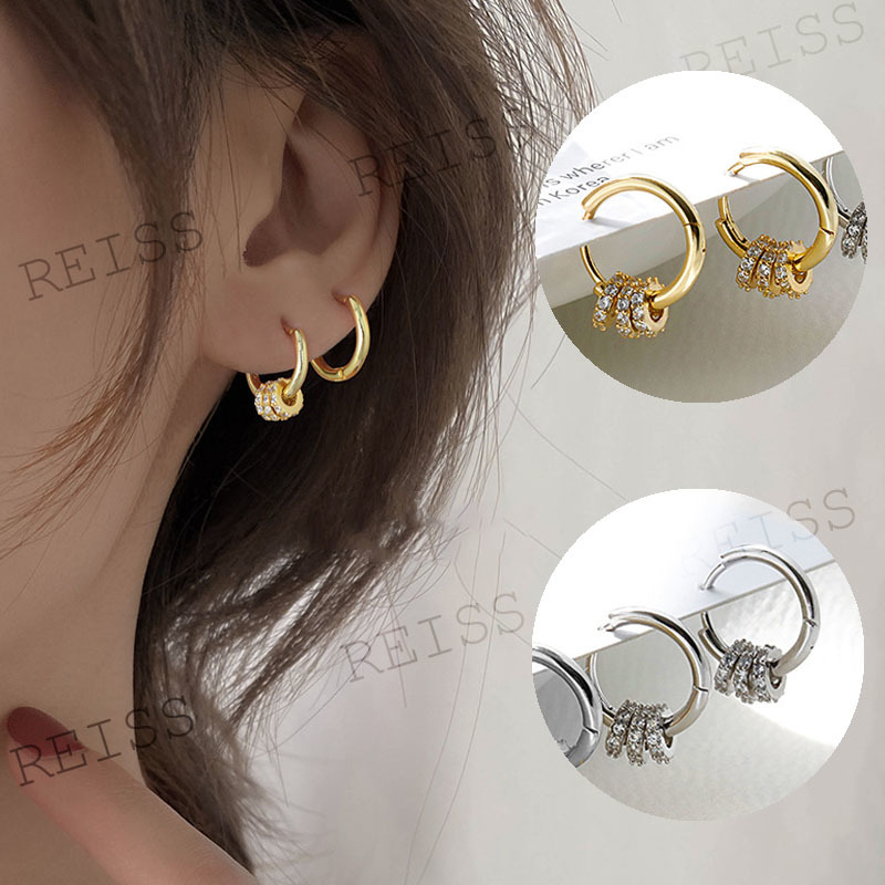 Small Exquisite Zircon Hoop Earrings Gold Circle Drop Earrings Simple ...