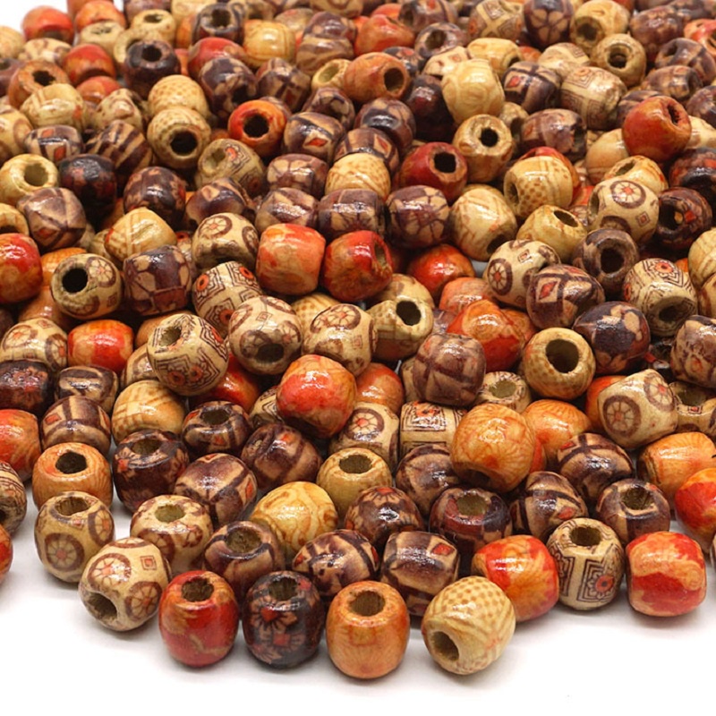 50pcs 10/12/17mm Round Wooden Beads Mixed Styles Mixed Sizes Tribe ...