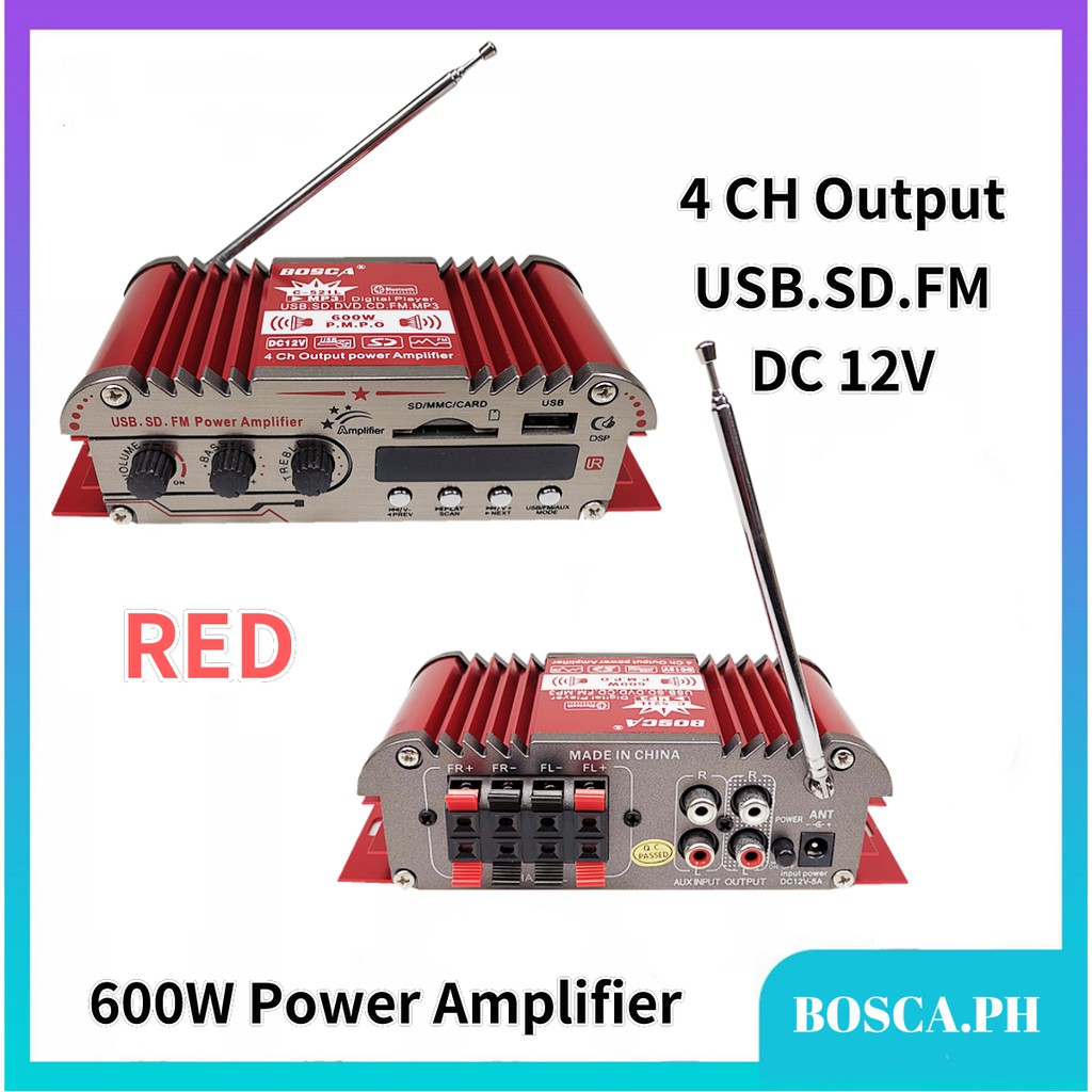Bosca 600W Bluetooth Power Amplifier 4 Channel Output C-521L | Shopee ...